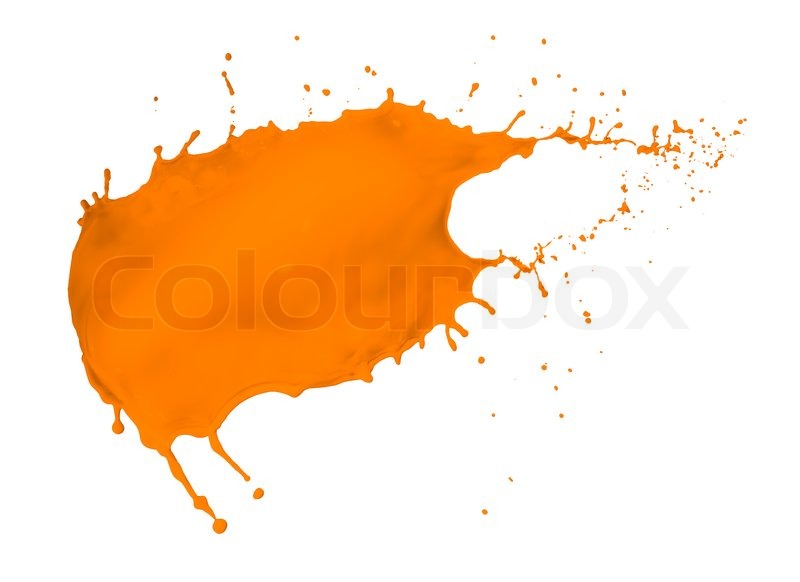Orange paint splash isolated on white ... | Stock image | Colourbox