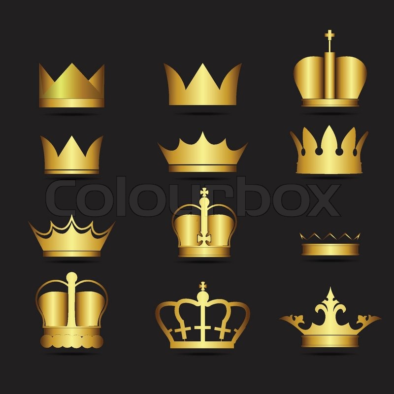 Gold 12 Crown Icons Set Stock Vector Colourbox