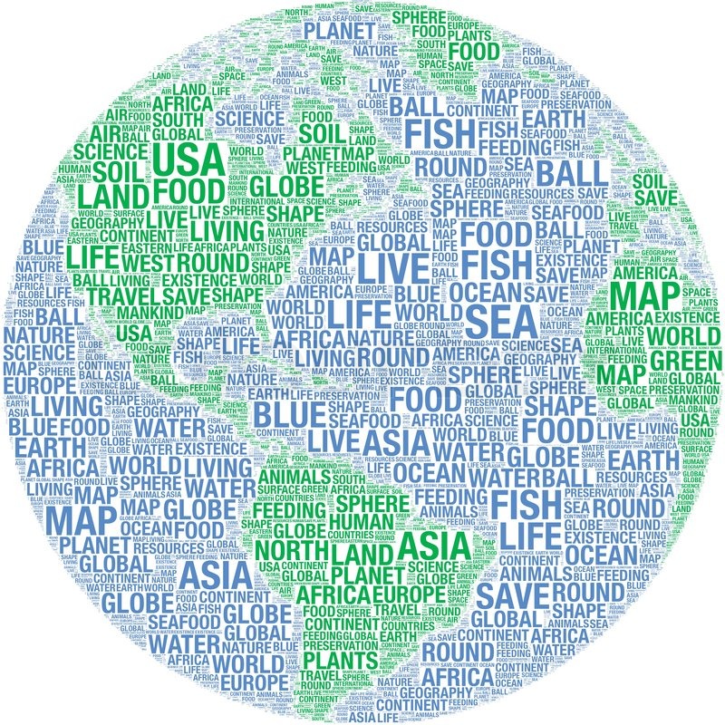 Globe as conceptual wordart with words ... | Stock vector | Colourbox