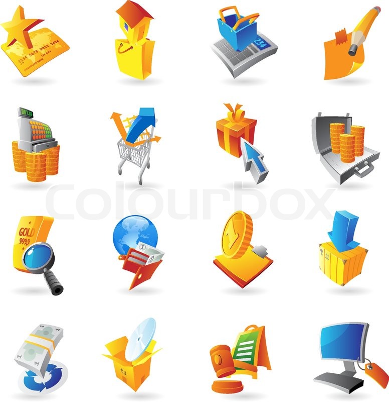 Icons für den Einzelhandel Handel | Stock-Vektor | Colourbox