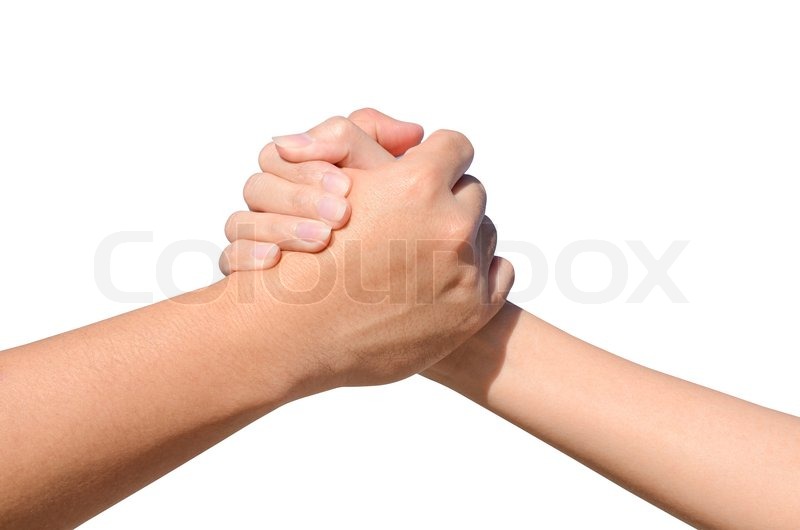 Partner hand between a man and a woman ... | Stock image | Colourbox
