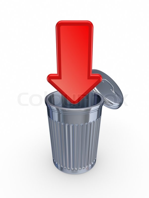 Red arrow and recycle bin.Isolated on ... | Stock image | Colourbox