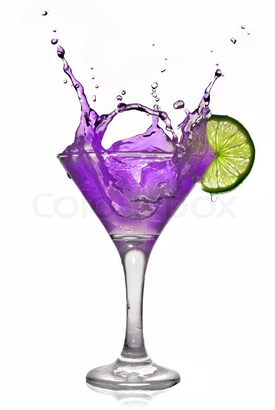 Violet alcohol cocktail with splash and ... | Stock image | Colourbox
