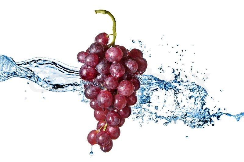 Blue grape with water splash isolated ... | Stock image | Colourbox