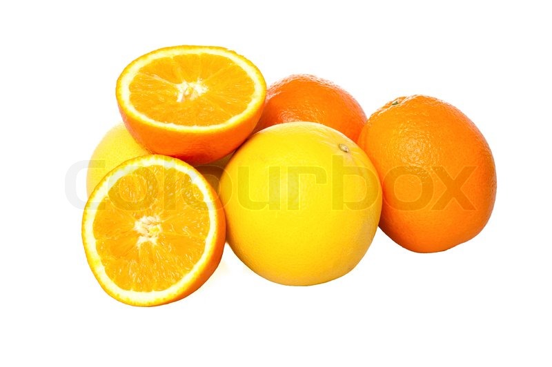 Friske appelsiner og skiver grapefrugter ... | Stock foto | Colourbox