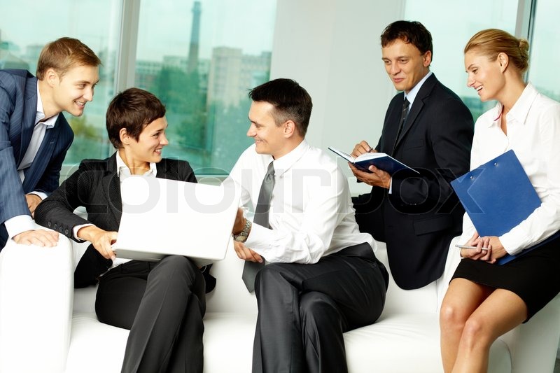 Five business people communicating in ... | Stock image | Colourbox