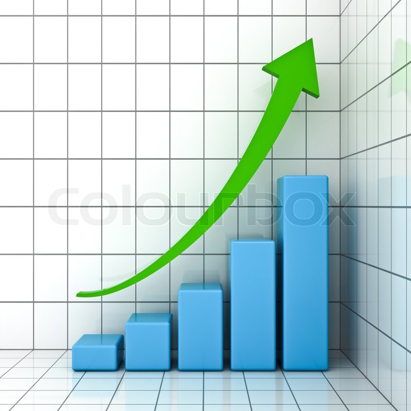 Business Graph with green rising arrow ... | Stock image | Colourbox