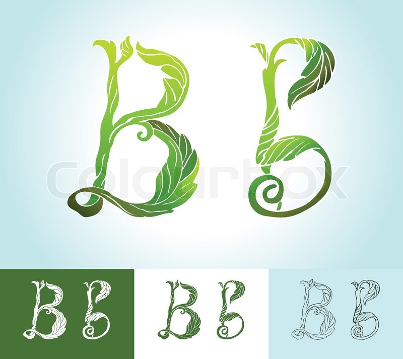 Alphabet of green leaves, creative ... | Stock vector | Colourbox