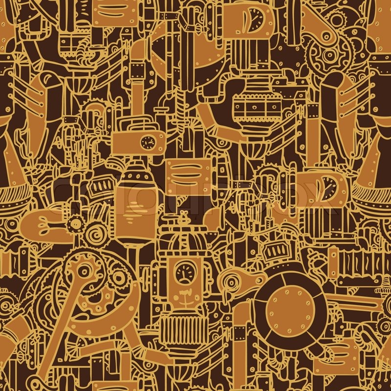 Steampunk seamless vector pattern, ... | Stock vector | Colourbox