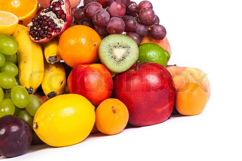 Huge group of fresh fruits isolated on ... | Stock image | Colourbox