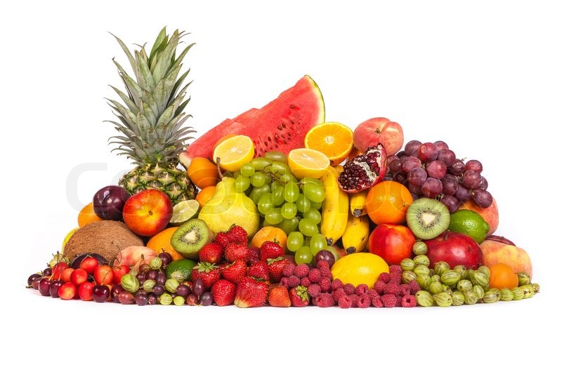 Huge group of fresh fruits isolated on ... | Stock image | Colourbox