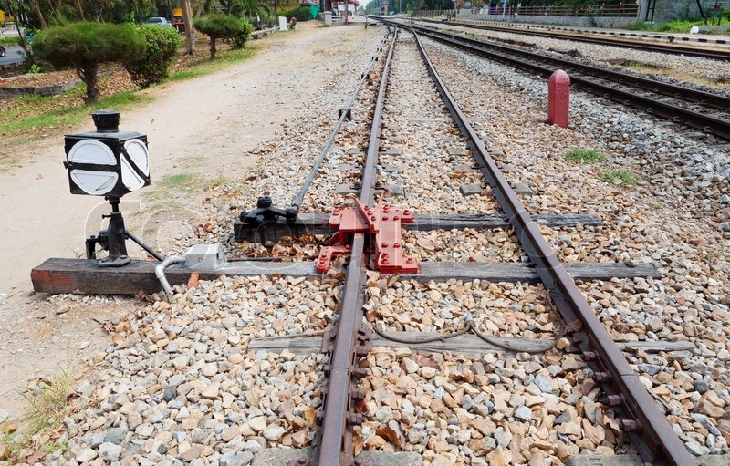 Railway junction and switch | Stock image | Colourbox