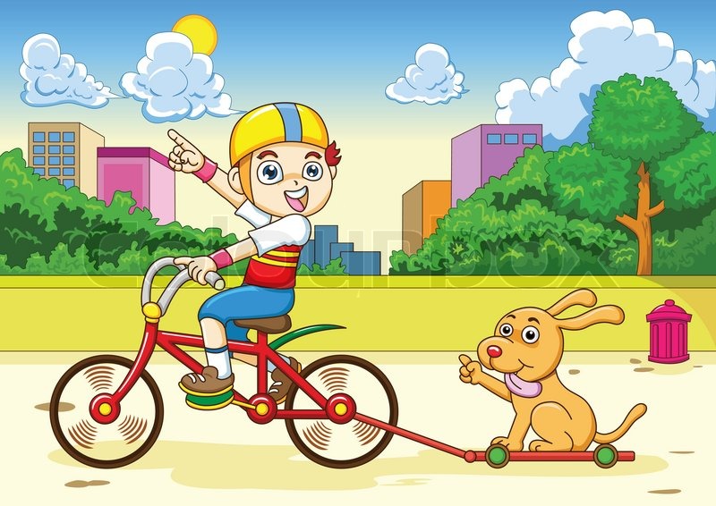 Dog Riding Bike Cartoon