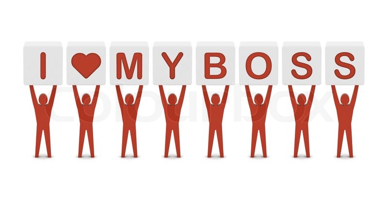 Men holding the phrase i love my boss. ... | Stock image | Colourbox