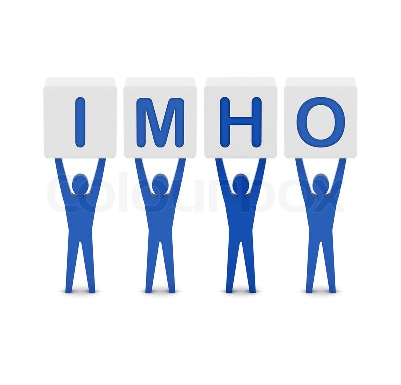 Men holding the word imho. Concept 3D ... | Stock image | Colourbox