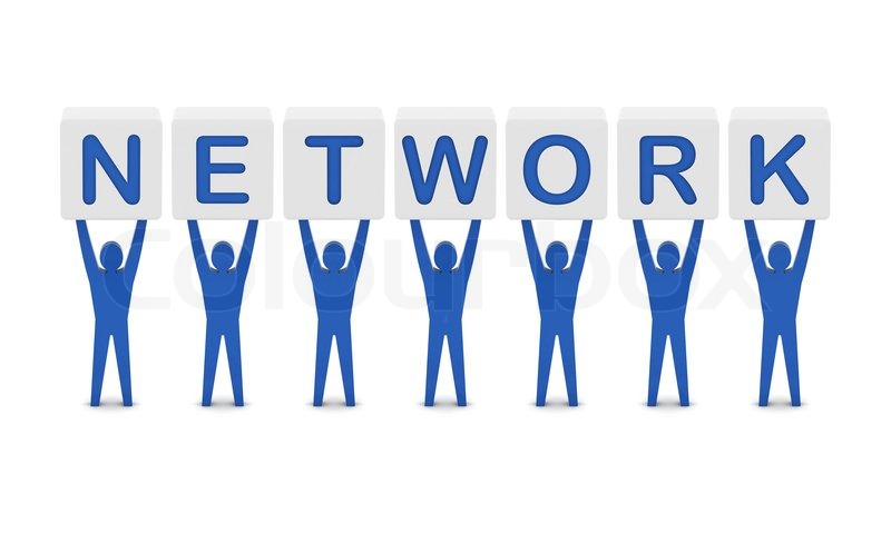 Men holding the word network. Concept ... | Stock image | Colourbox