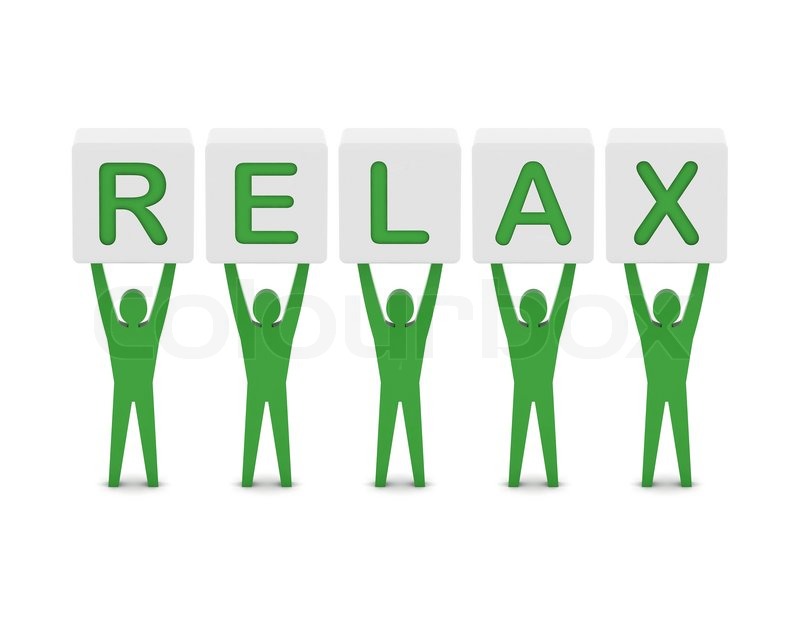 Men holding the word relax. Concept 3D ... | Stock image | Colourbox