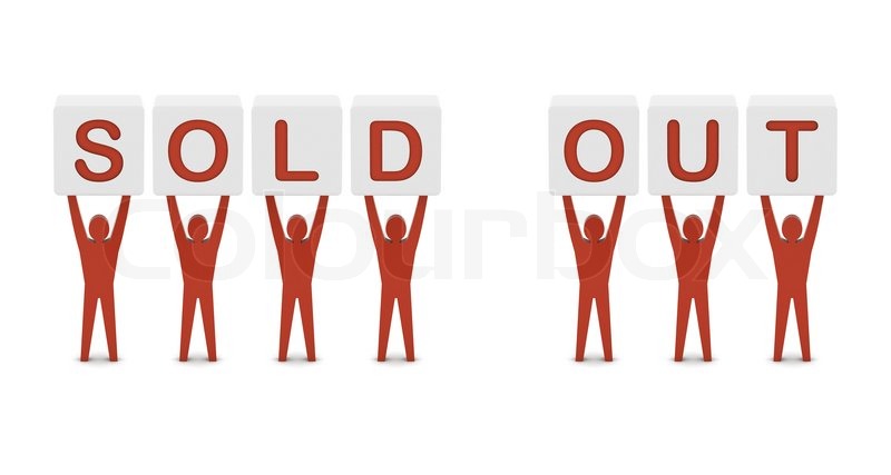 Men holding the words sold out. Concept ... | Stock image | Colourbox