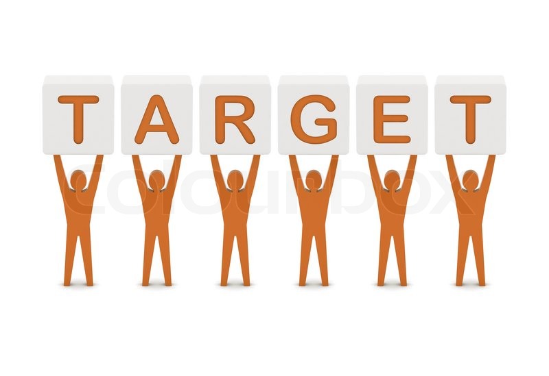 Men holding the word target. Concept 3D ... | Stock image | Colourbox