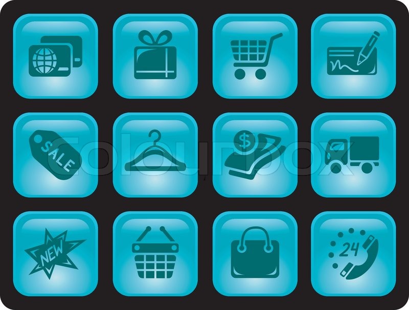 Shopping button set | Stock vector | Colourbox