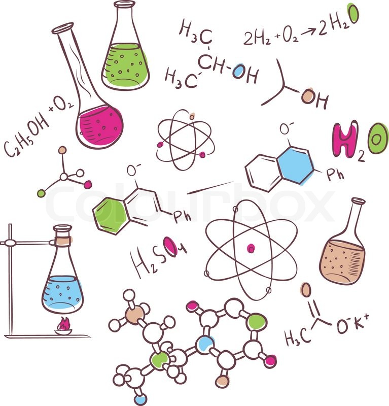 Vektor-Illustration von Hand zeichnen Chemie Hintergrund | Vektorgrafik ...