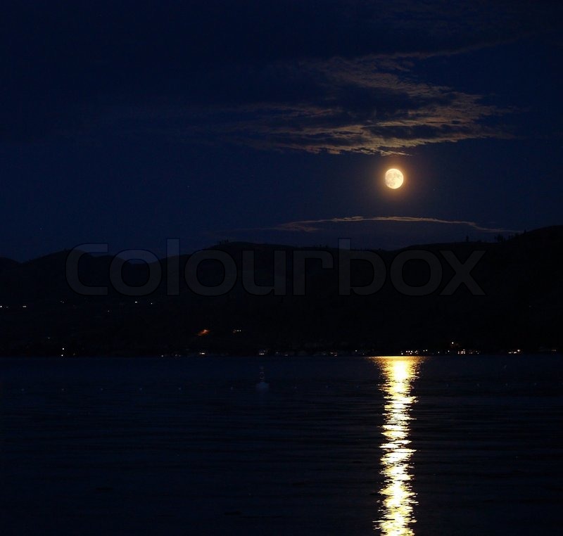 Moonlight Reflecting on a Lake in the ... | Stock image | Colourbox