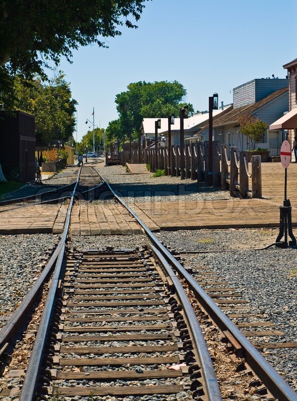 Old Railroad Tracks at a Junction on a ... | Stock image | Colourbox