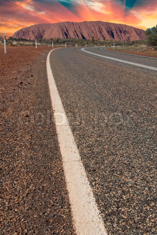 Road across Australian Outback in ... | Stock image | Colourbox
