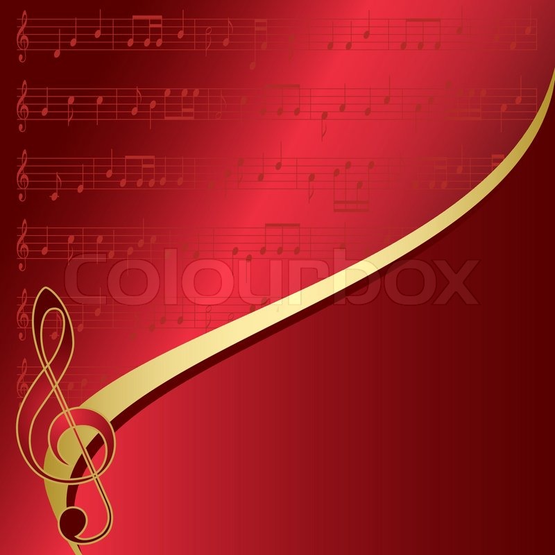 Red background with musical notes - ... | Stock vector | Colourbox