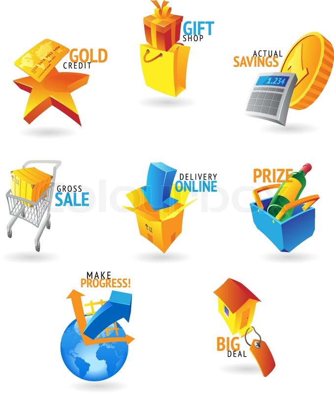 Icons für den Handel und Einzelhandel | Stock-Vektor | Colourbox