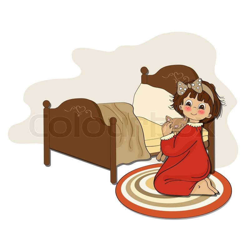 Little girl is preparing for sleep, ... | Stock vector | Colourbox