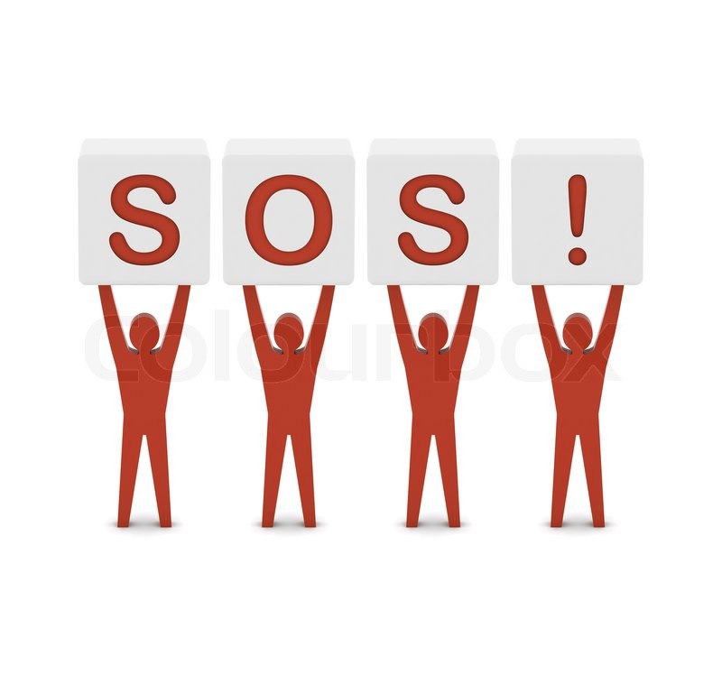 Männer, die das Wort SOS . | Stock Bild | Colourbox