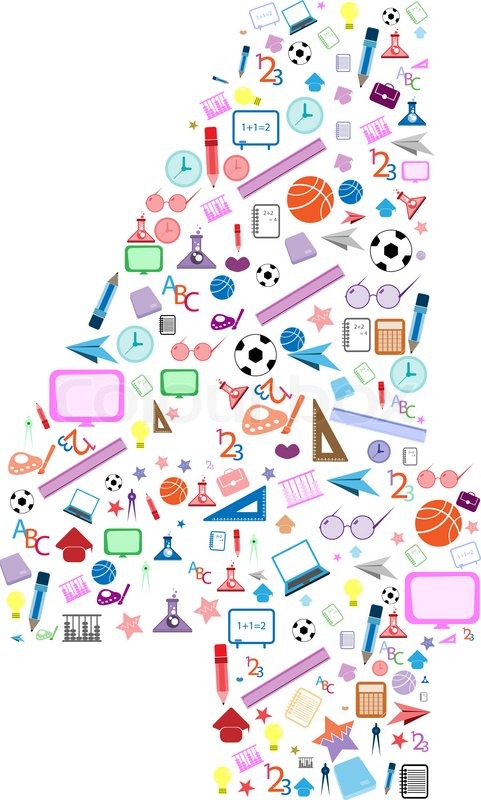 Colorful school number background with ... | Stock vector | Colourbox