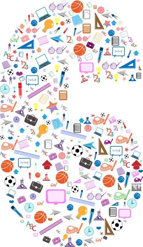 Colorful school number background with ... | Stock vector | Colourbox