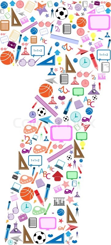 Colorful school number background with ... | Stock Vector | Colourbox