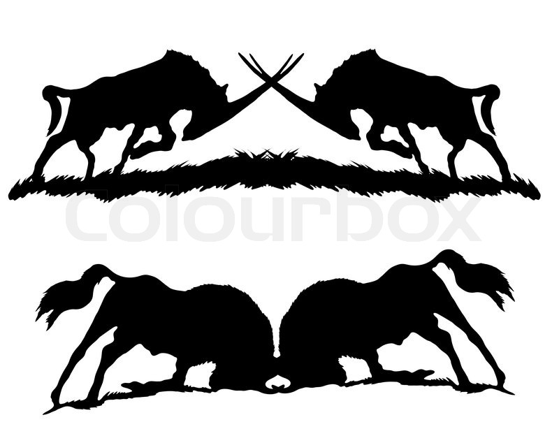 Two couples fighting animals | Stock vector | Colourbox