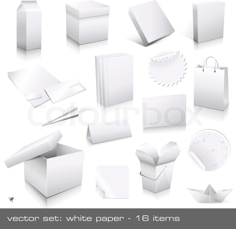 Vector set: white paper - packaging ... | Stock vector | Colourbox