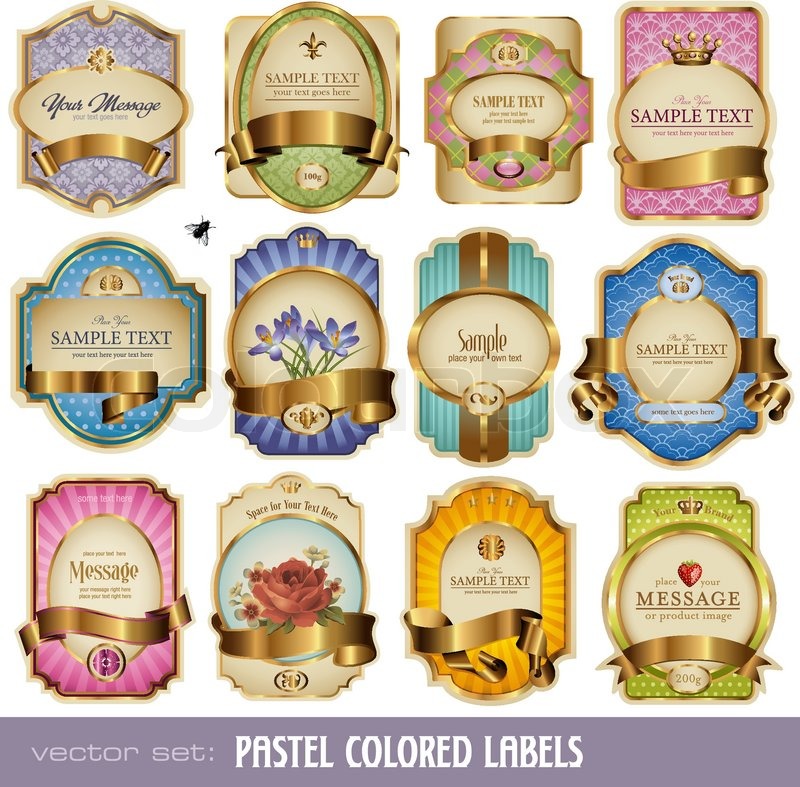 Vector set: pastel-colored labels with ... | Stock vector | Colourbox