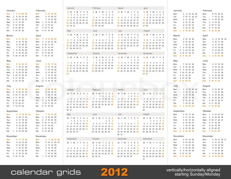 Calendar grids | Stock vector | Colourbox