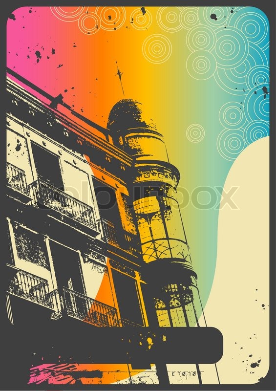 Romantic urban background with retro ... | Stock vector | Colourbox