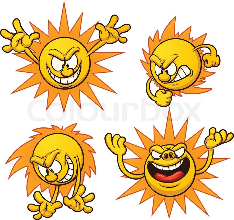 Evil cartoon sun. Vector clip art ... | Stock vector | Colourbox