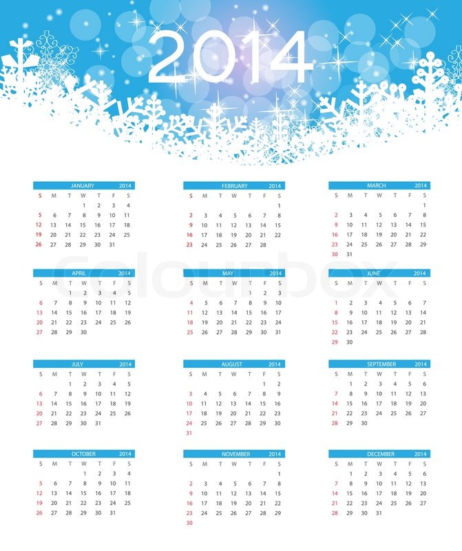 2014 neue Jahreskalender ... | Stock-Vektor | Colourbox
