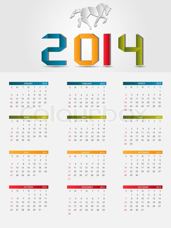 2014 neue Jahreskalender ... | Stock-Vektor | Colourbox