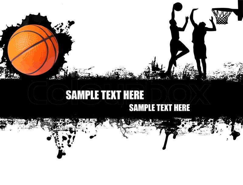 Grunge basketball poster with players ... | Stock vector | Colourbox