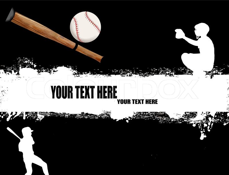 Grunge baseball poster with players on ... | Stock vector | Colourbox