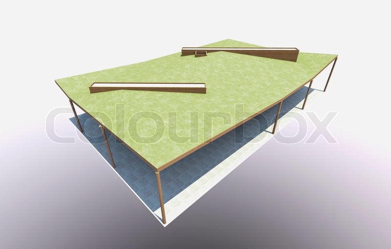 3D rendered of green roof architecture, ... | Stock image | Colourbox