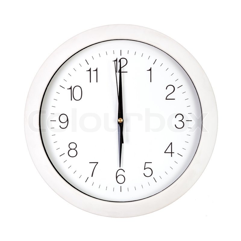 Clock face showing six o'clock isolated ... | Stock image | Colourbox