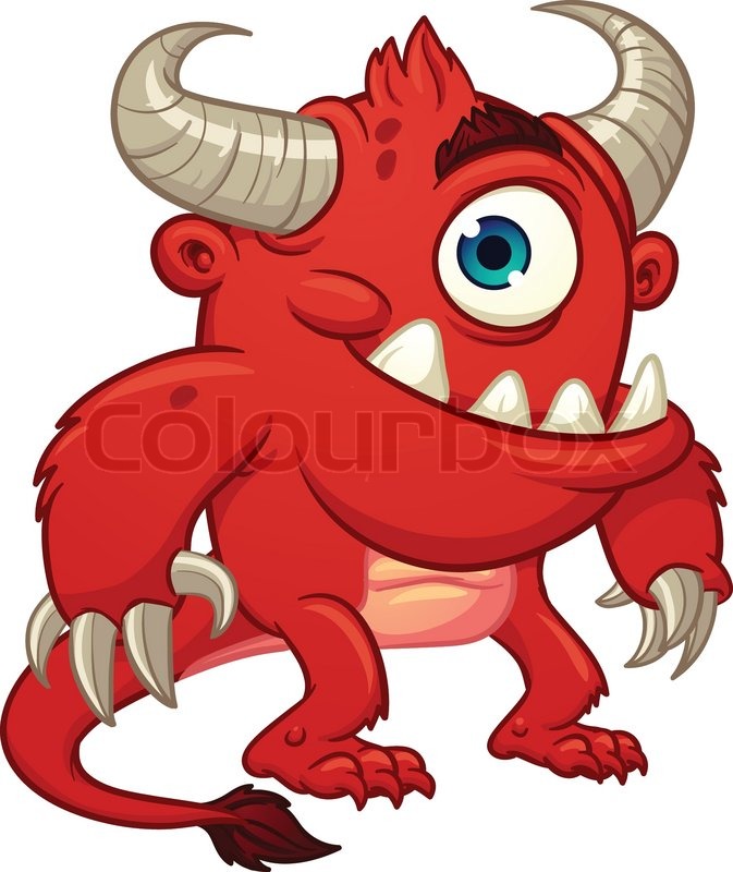 Cute cartoon red monster. Vector ... | Stock vector | Colourbox