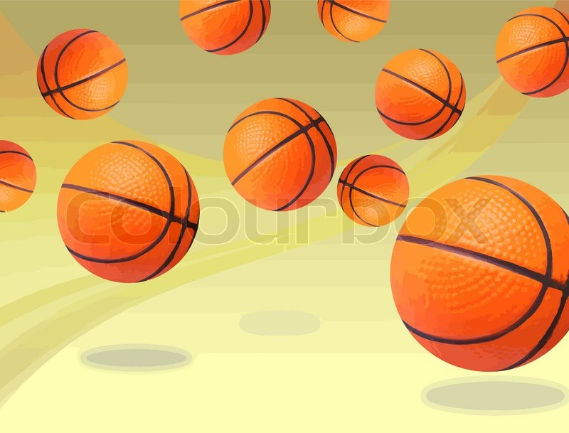 Collection of basketballs bouncing on ... | Stock vector | Colourbox