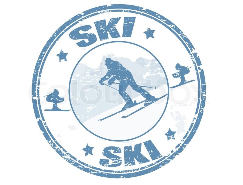 Grunge rubber stamp with skier shape ... | Stock vector | Colourbox